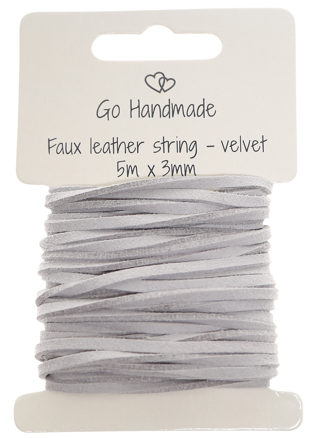 Light grey velvet strings - 5 m x 3 mm - Faux leather string - Go Handmade